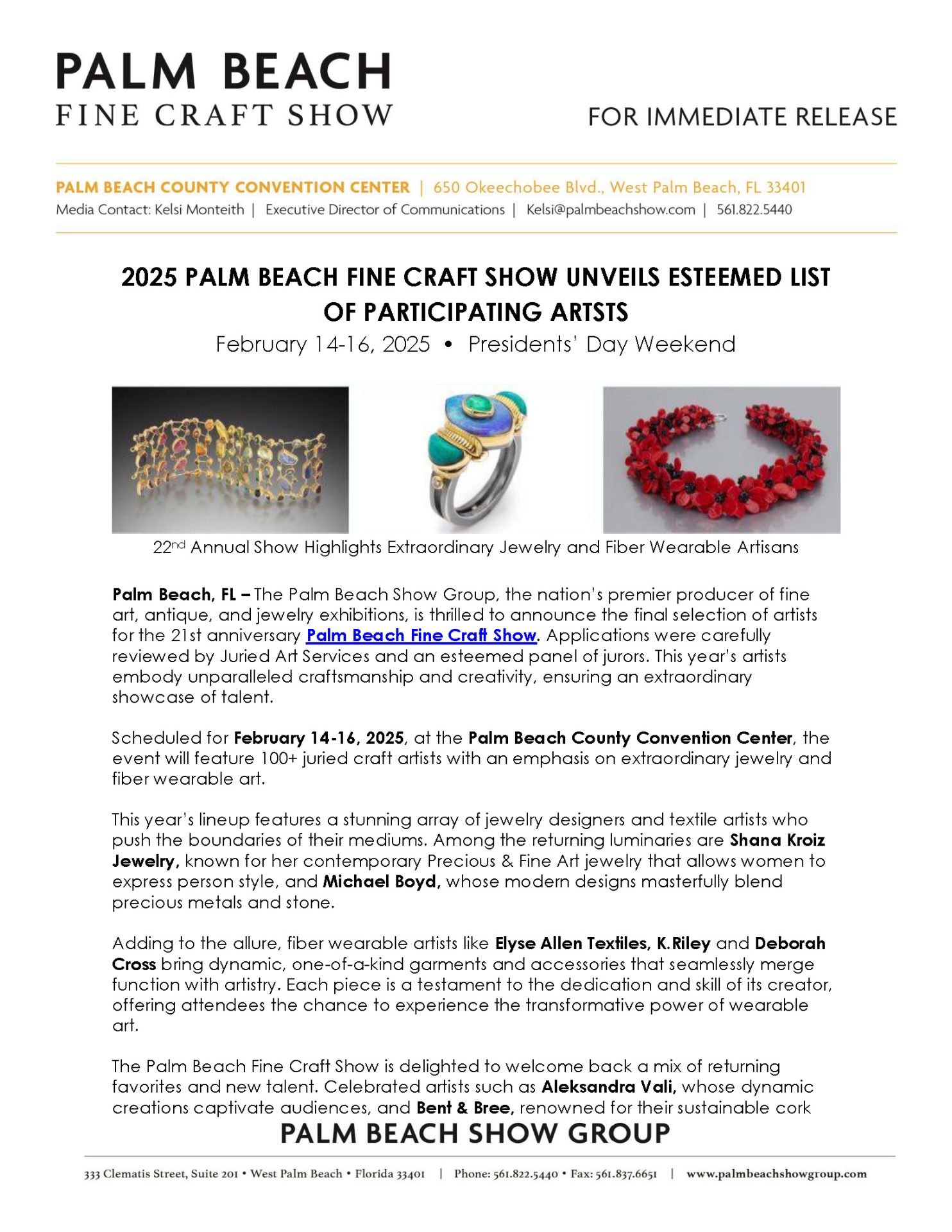 2025 PALM BEACH FINE CRAFT SHOW UNVEILS ESTEEMED LIST OF PARTICIPATING ...